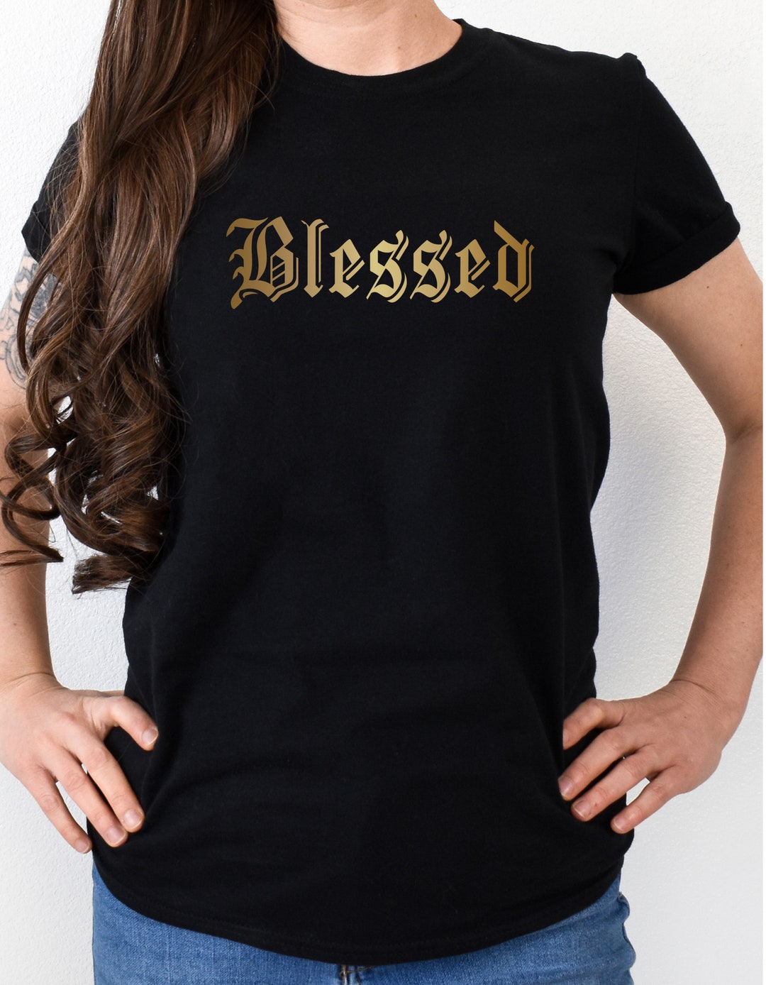 Blessed Gold Lettering White Black Sport Grey Chocolate - Etsy