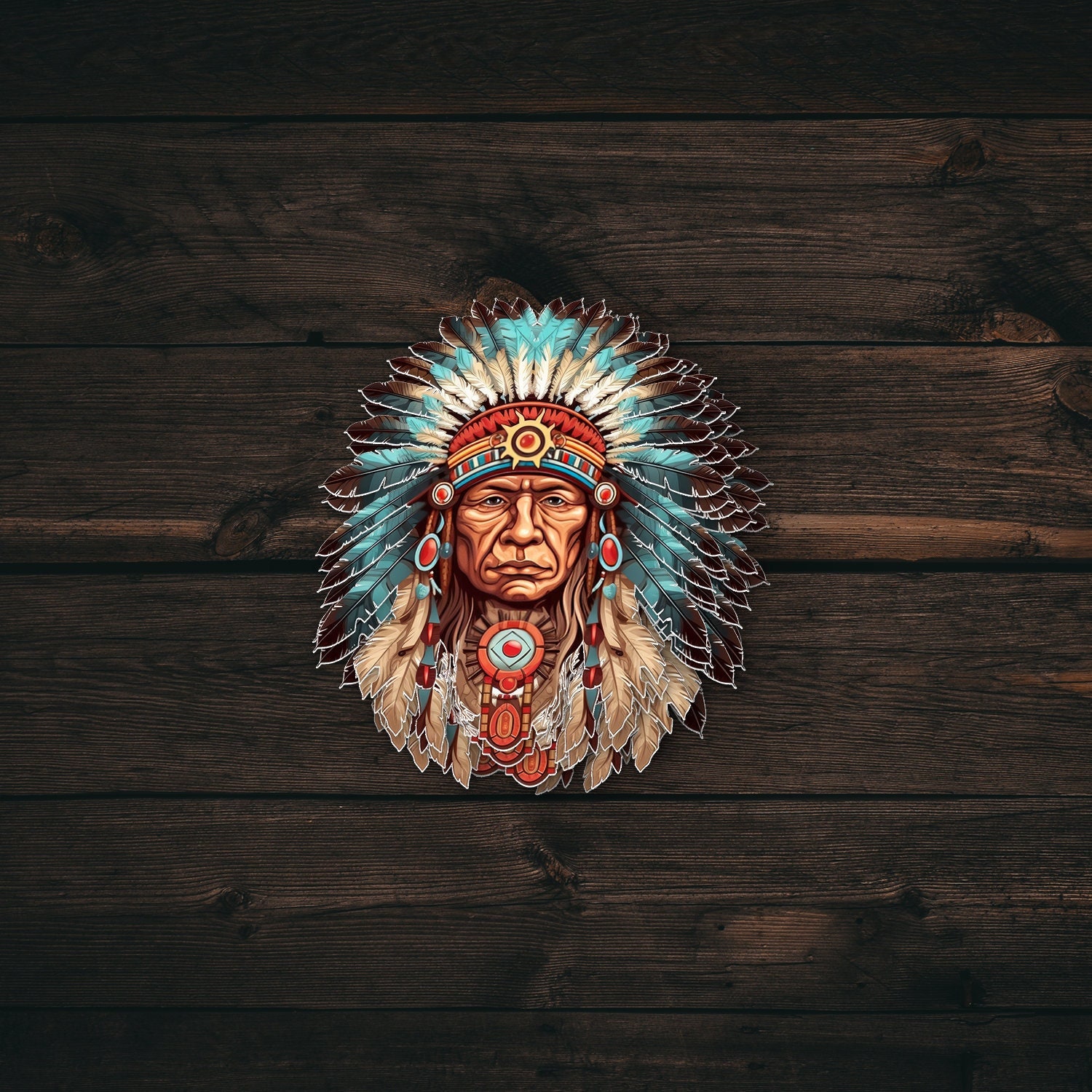 Native American Chief Sticker Sticker for Tumblers Indian - Etsy