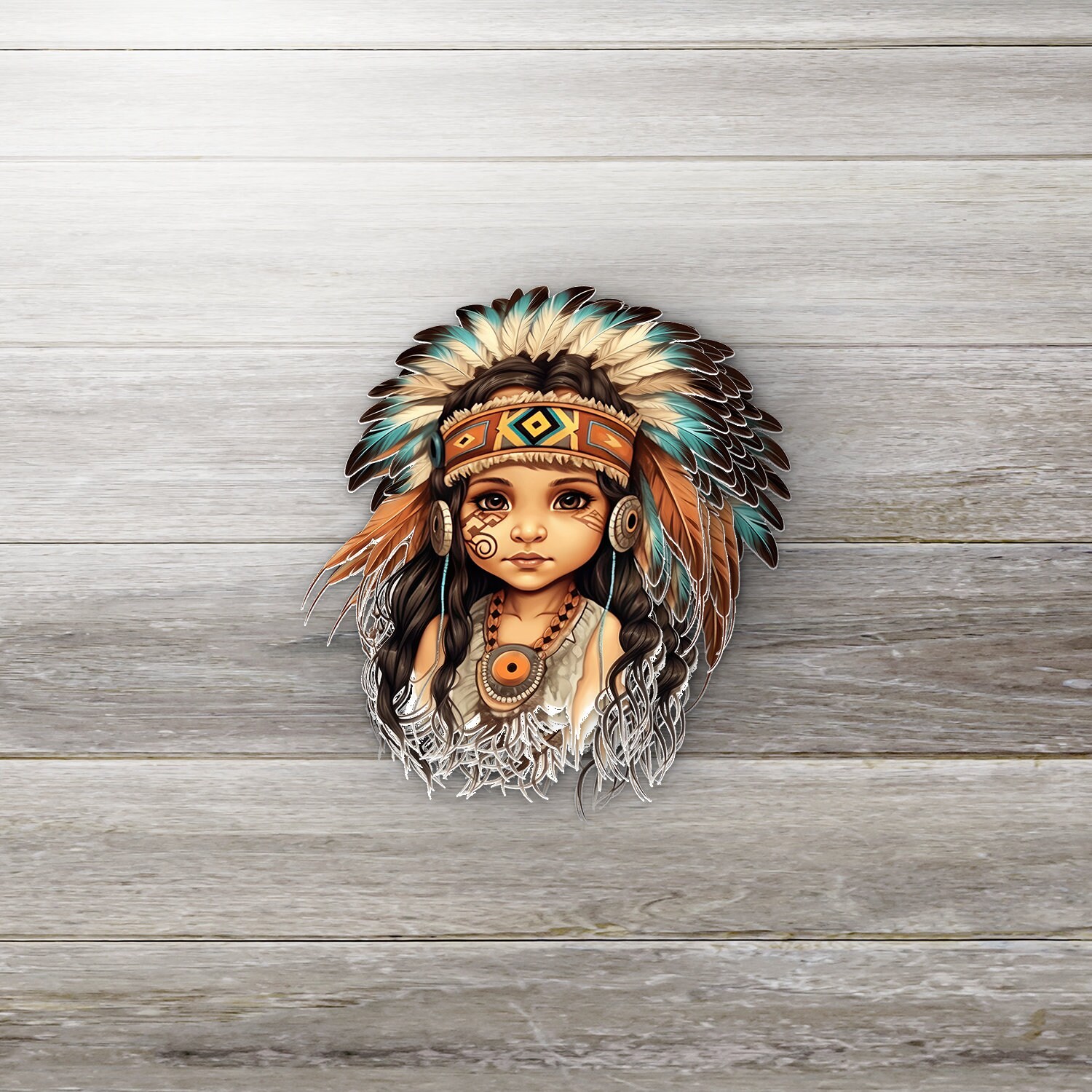 Native Baby Girl Sticker, Sticker for Tumblers, Native Indian Girl ...