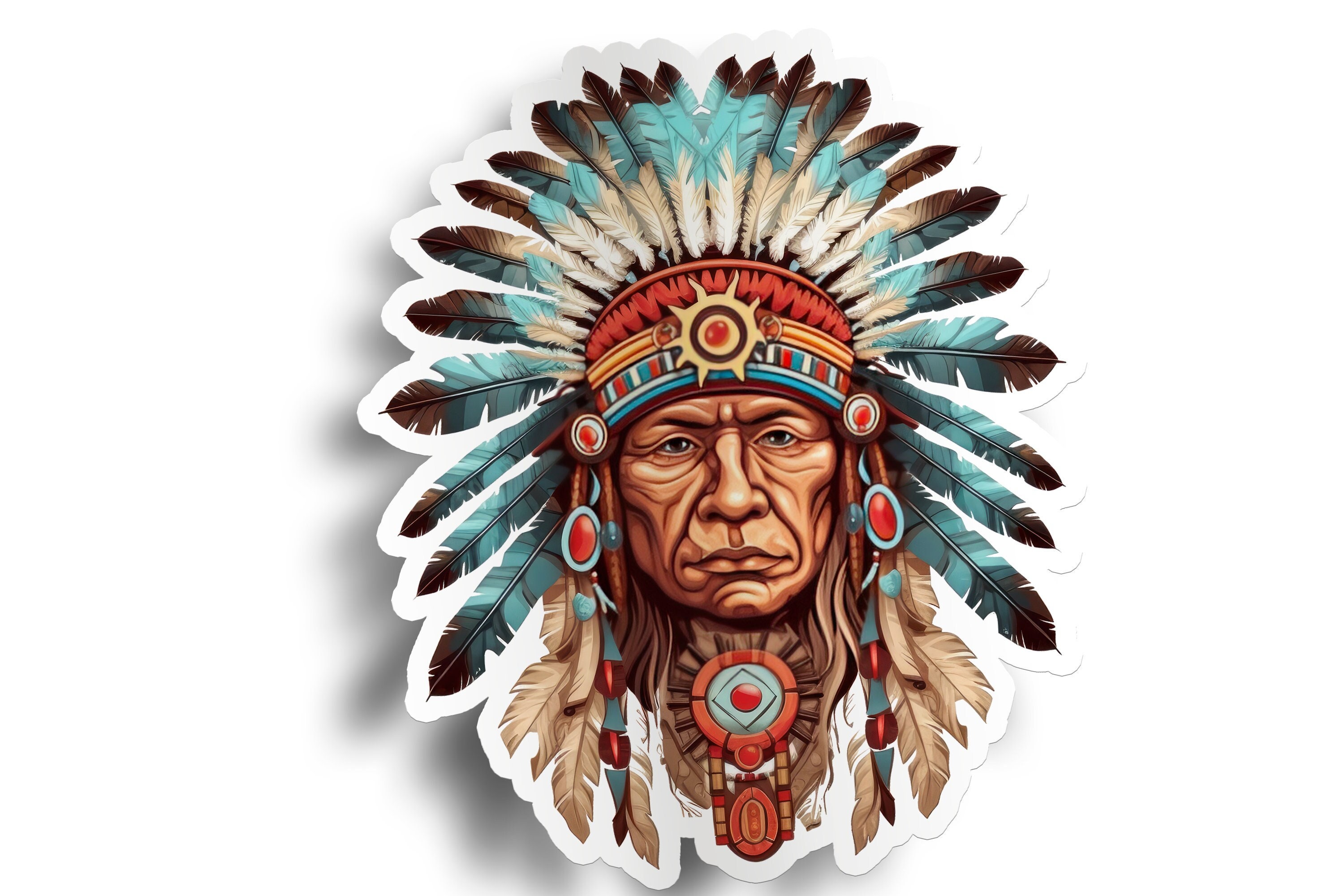 Native American Chief Sticker Sticker for Tumblers Indian - Etsy