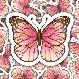 Pink Butterfly Sticker, Butterfly Laptop Stickers, Notebook Stickers ...