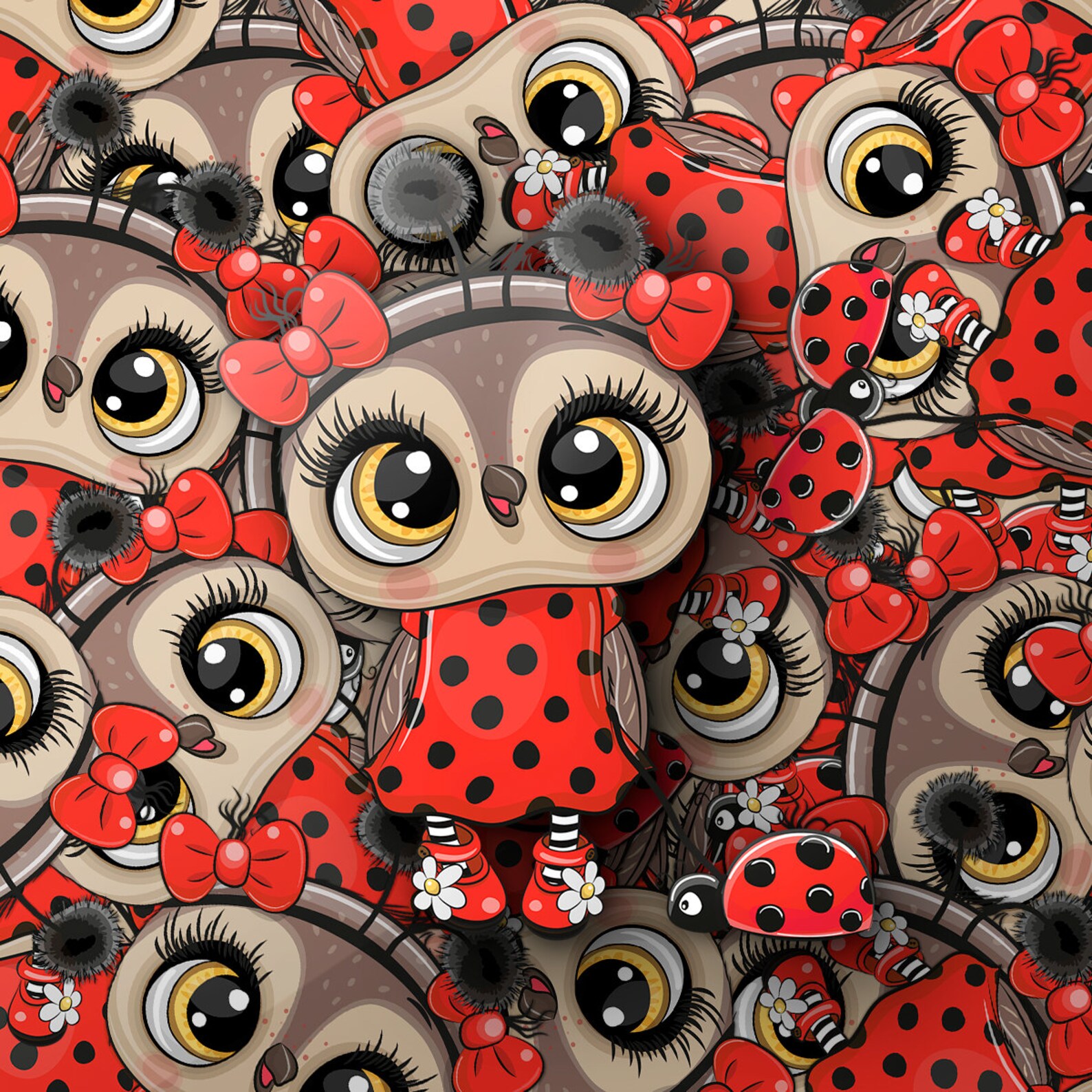 Ladybug Owl Sticker, Stickers for Girls Birthday, Red Ladybug Stickers ...