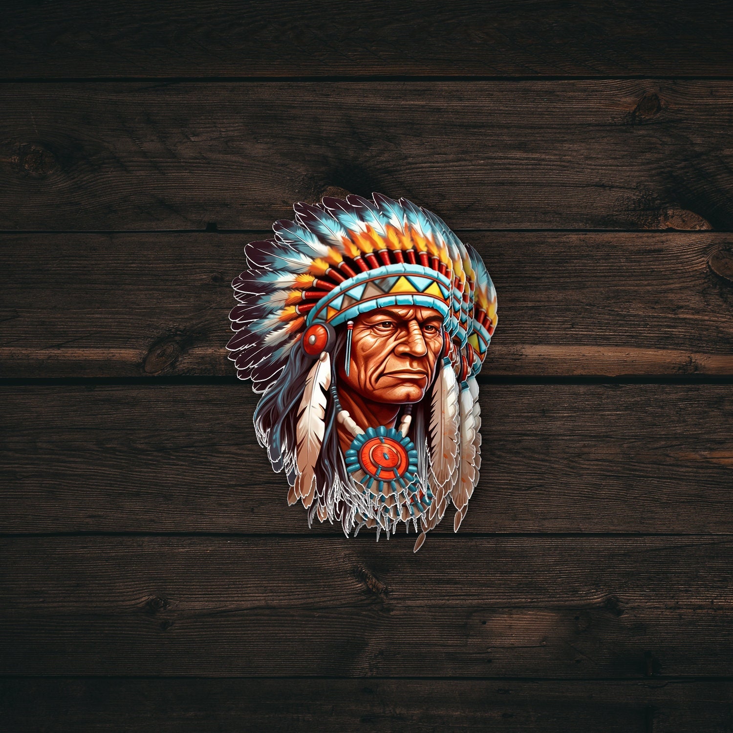 Native Indian Chief Sticker, Sticker for Tumblers, Native Indian ...