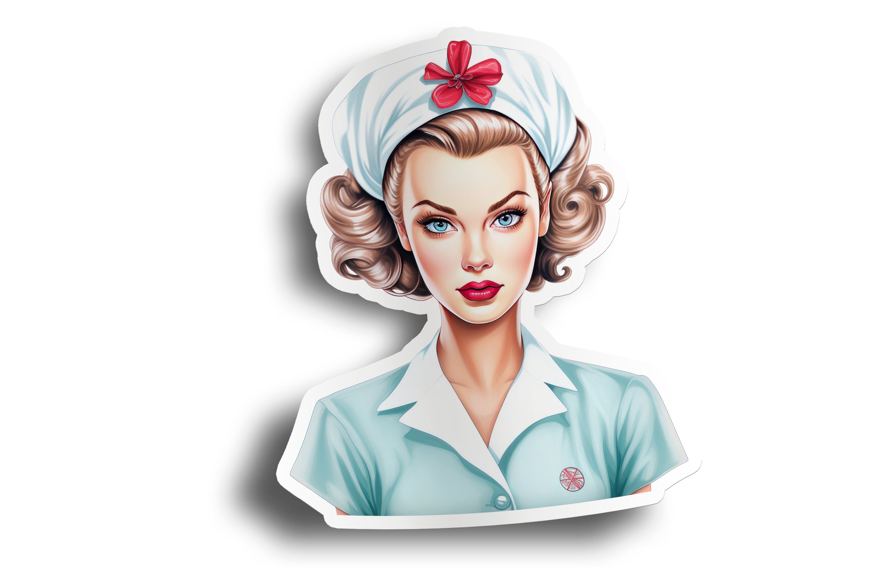 50s Nurse Pin-up Sticker, 50s Nurse Laptop Sticker, 50s Retro Sticker ...