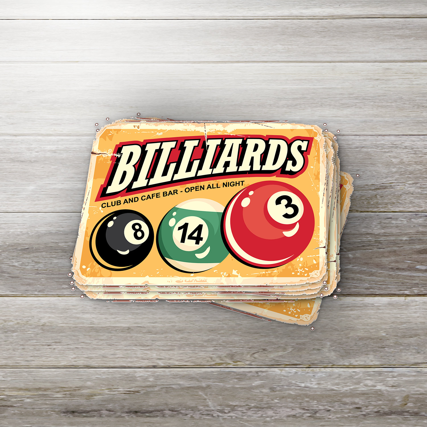 Billiards Vintage Sticker, Vintage Billiards Laptop Sticker, Pool ...