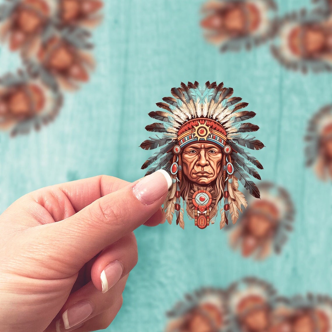 Native American Chief Sticker Sticker for Tumblers Indian - Etsy