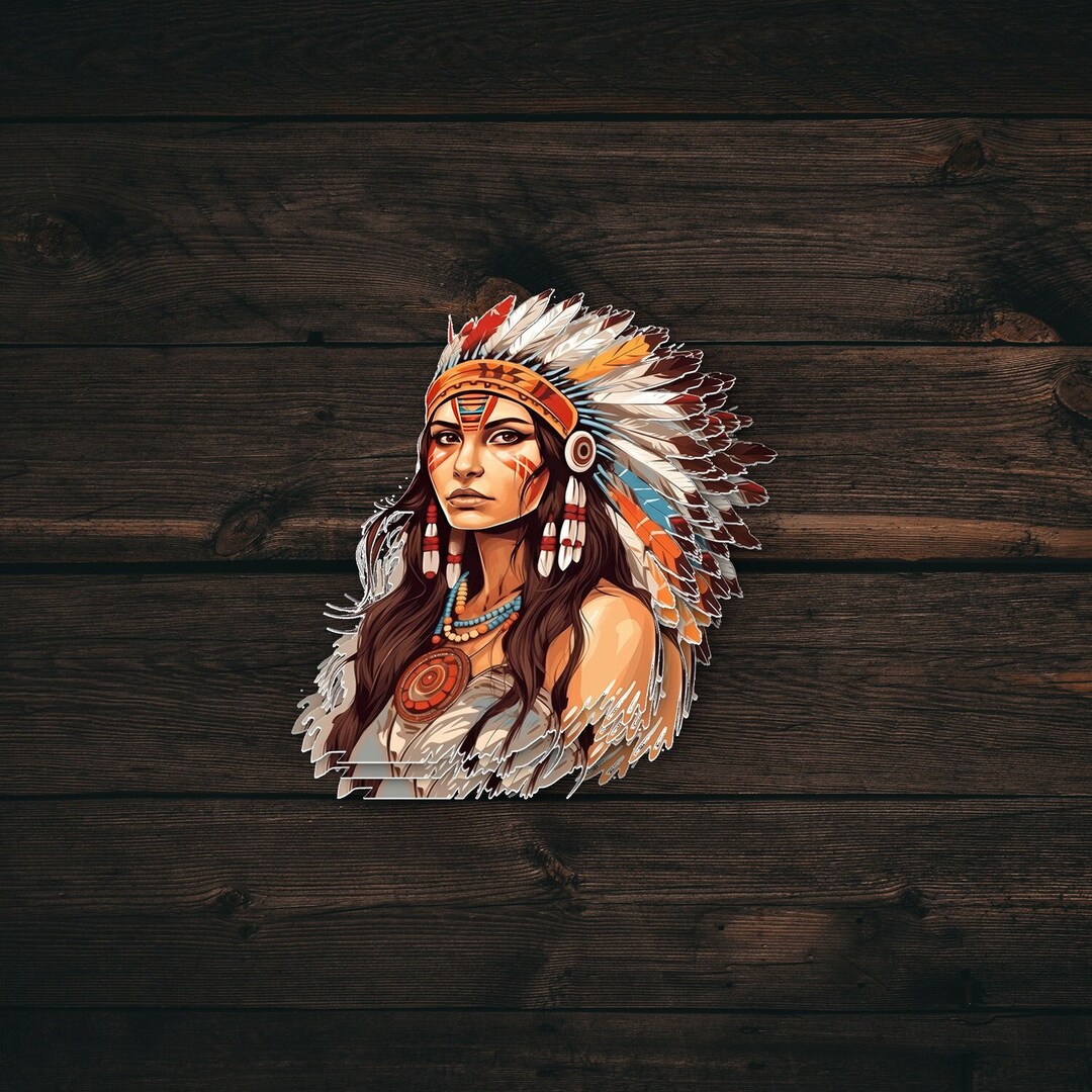 Tribal Indian Girl Sticker, Stickers for Tumbler, Tribal Indian Sticker ...