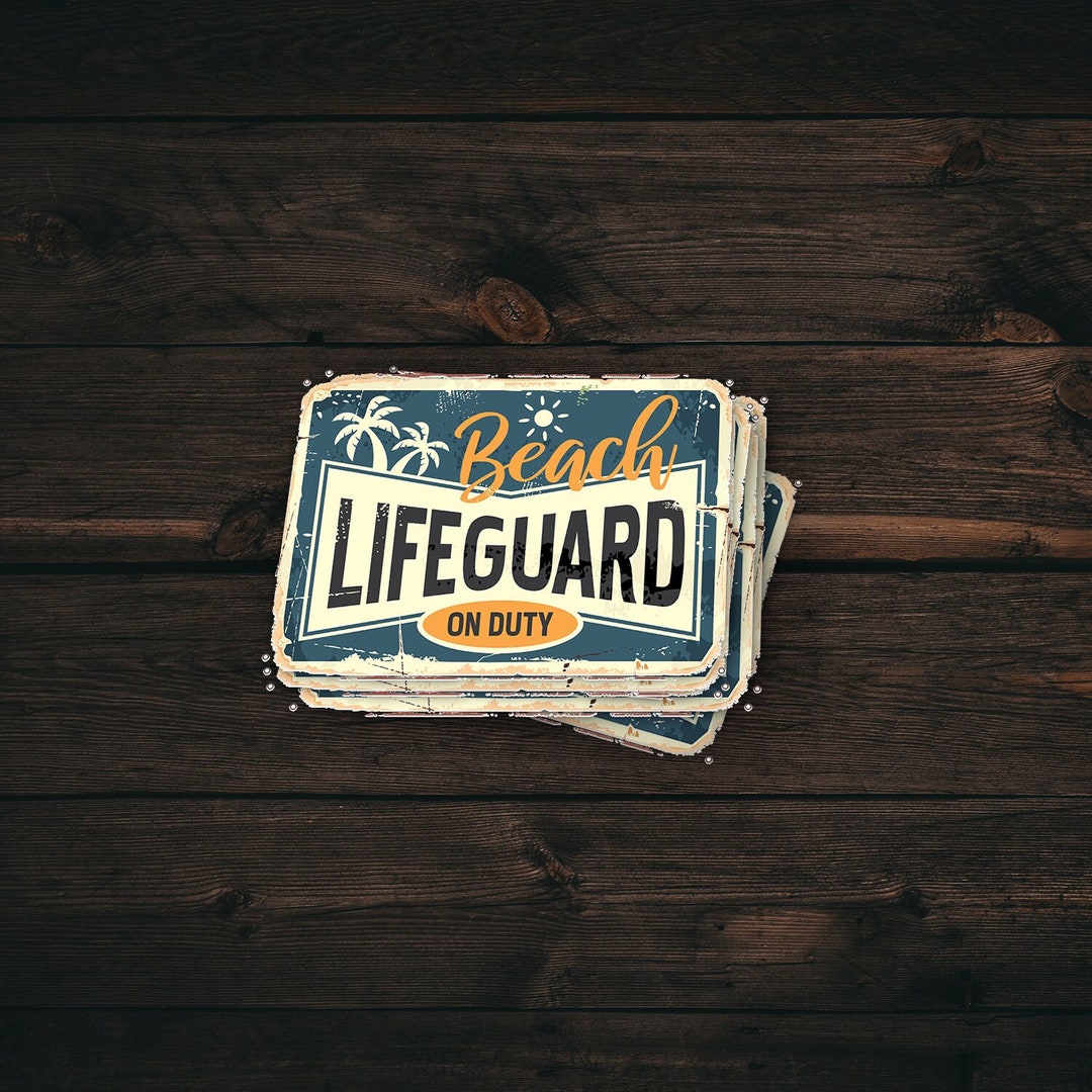 Lifeguard Vintage Sticker, Beach Laptop Stickers, Vintage Retro ...