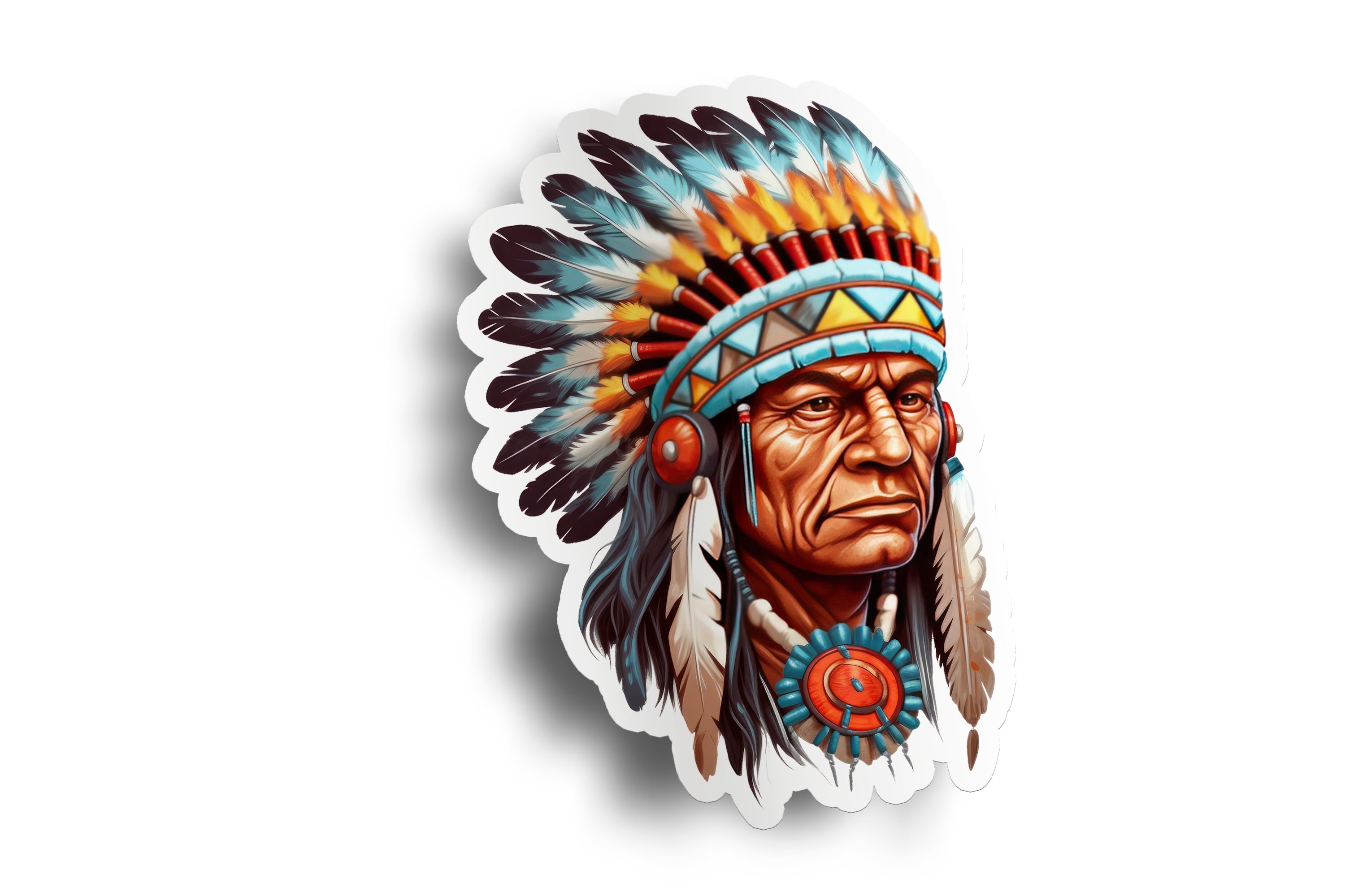 Native Indian Chief Sticker, Sticker for Tumblers, Native Indian ...