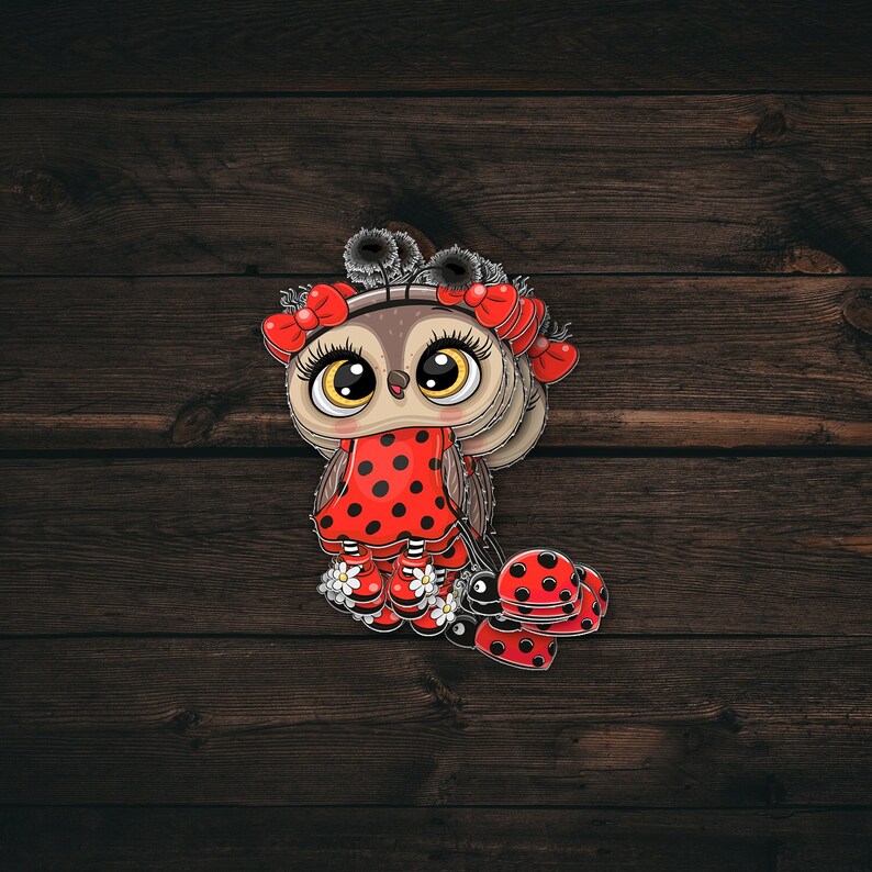 Ladybug Owl Sticker, Stickers for Girls Birthday, Red Ladybug Stickers ...
