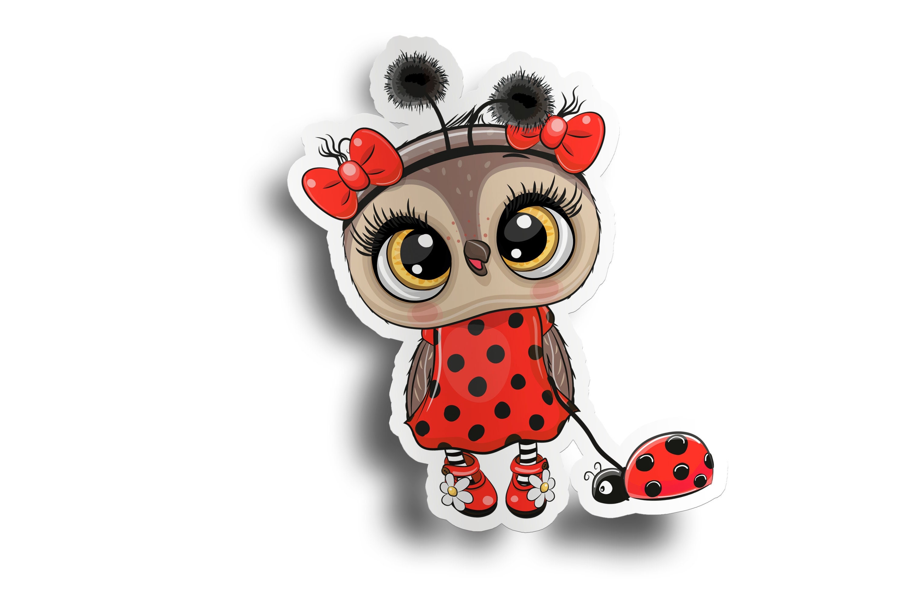 Ladybug Owl Sticker, Stickers for Girls Birthday, Red Ladybug Stickers ...