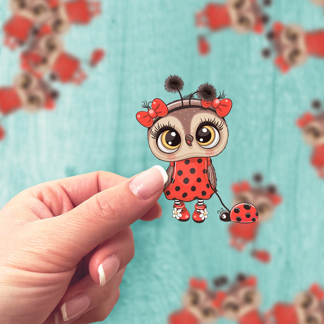 Ladybug Owl Sticker, Stickers for Girls Birthday, Red Ladybug Stickers ...
