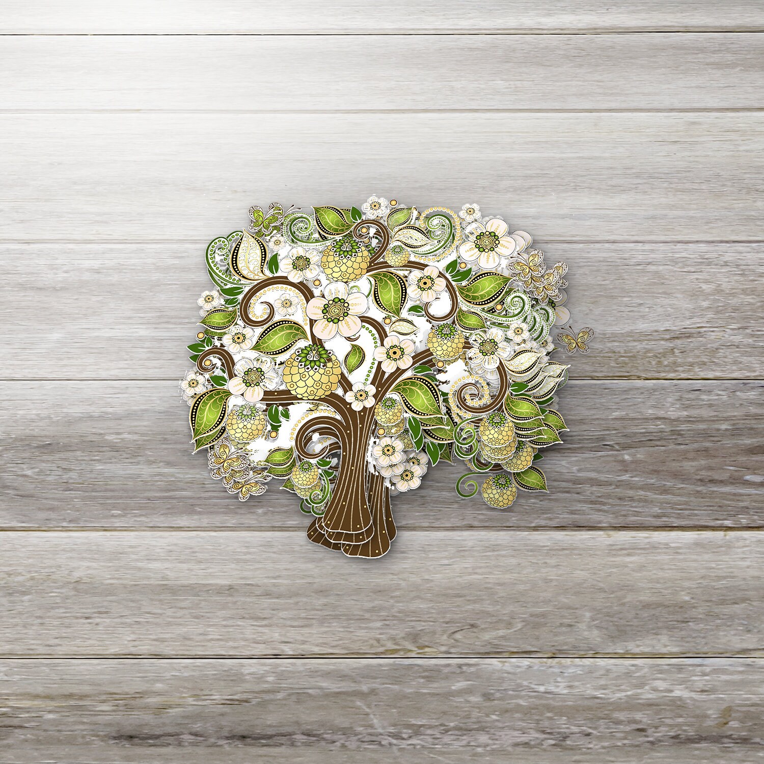 Golden Green Tree Sticker Vinyl Tree Sticker for Water Bottles ...