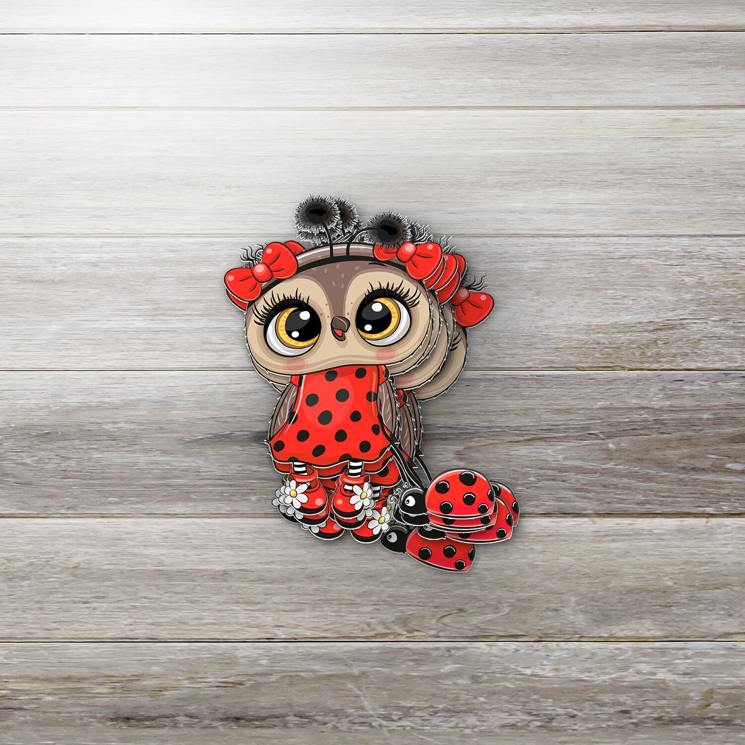 Ladybug Owl Sticker, Stickers for Girls Birthday, Red Ladybug Stickers ...