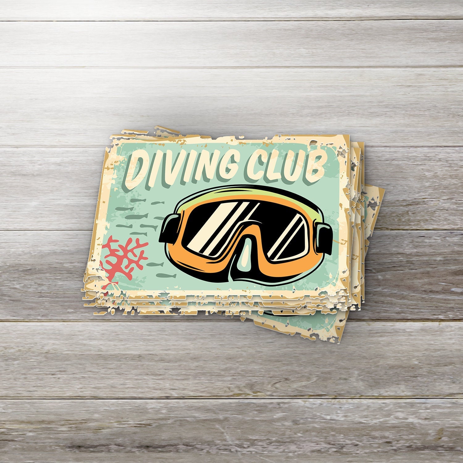 Scuba Diving Vintage Sticker, Vintage Scuba Laptop Stickers, Scuba ...