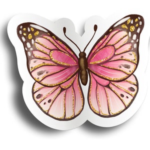 Pink Butterfly Sticker, Butterfly Laptop Stickers, Notebook Stickers ...