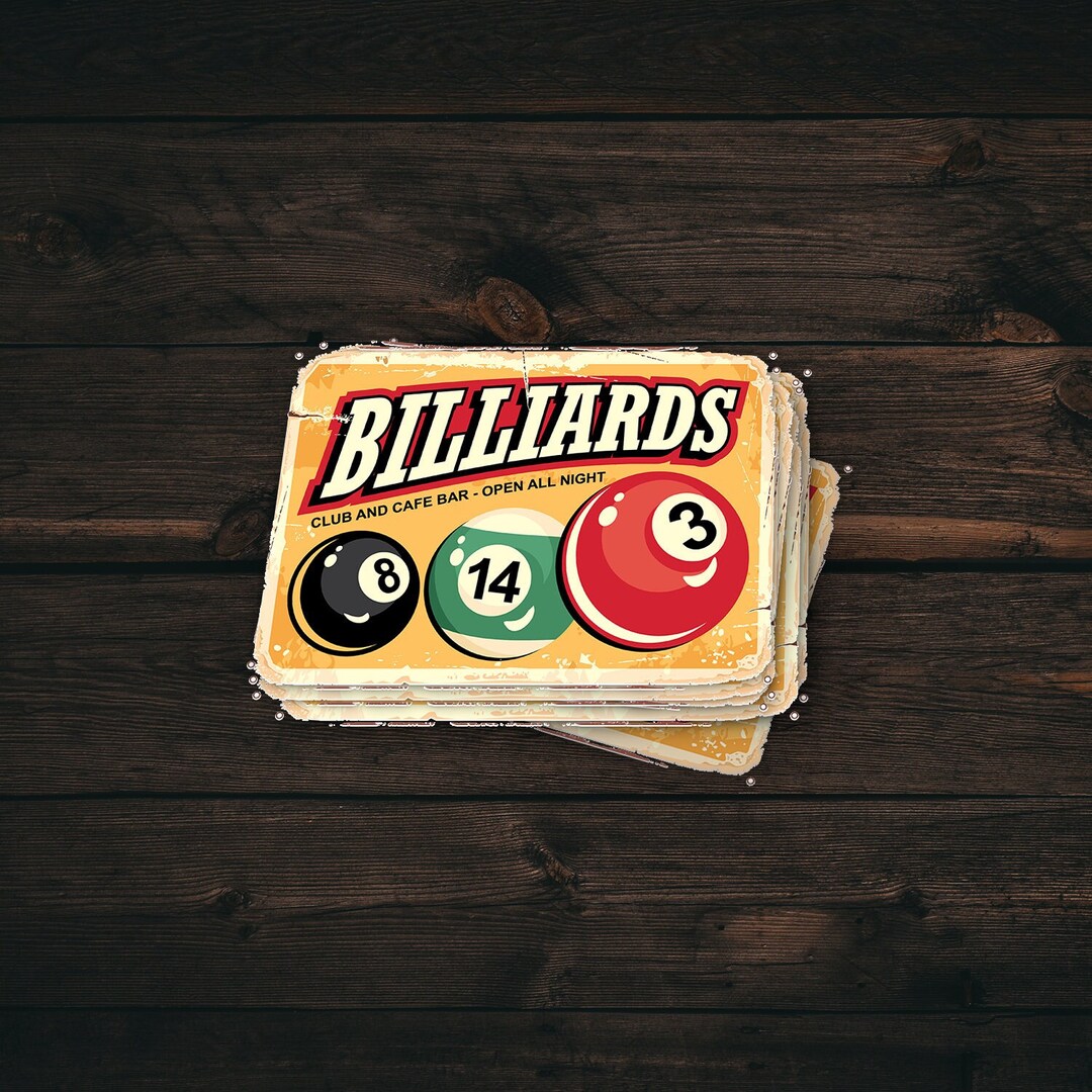 Billiards Vintage Sticker, Vintage Billiards Laptop Sticker, Pool ...