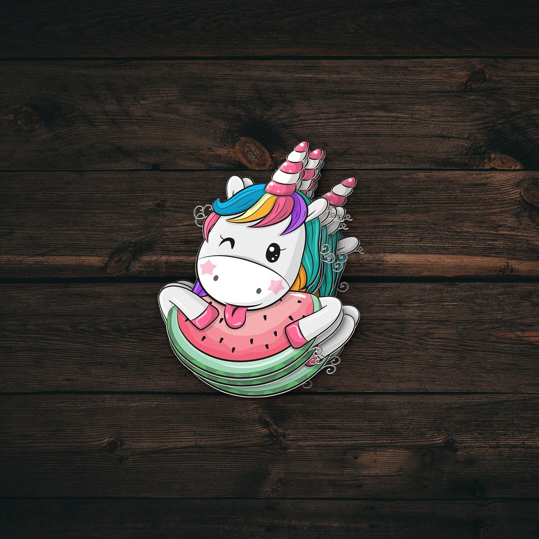 Cute Unicorn Watermelon Sticker, Stickers for Girls Birthday, Unicorn ...