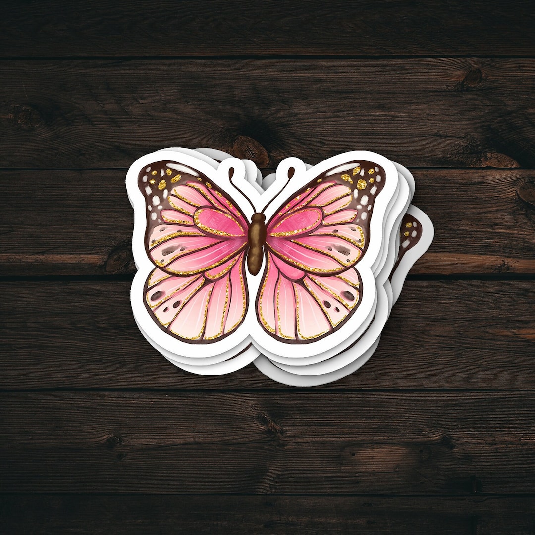 Pink Butterfly Sticker, Butterfly Laptop Stickers, Notebook Stickers ...