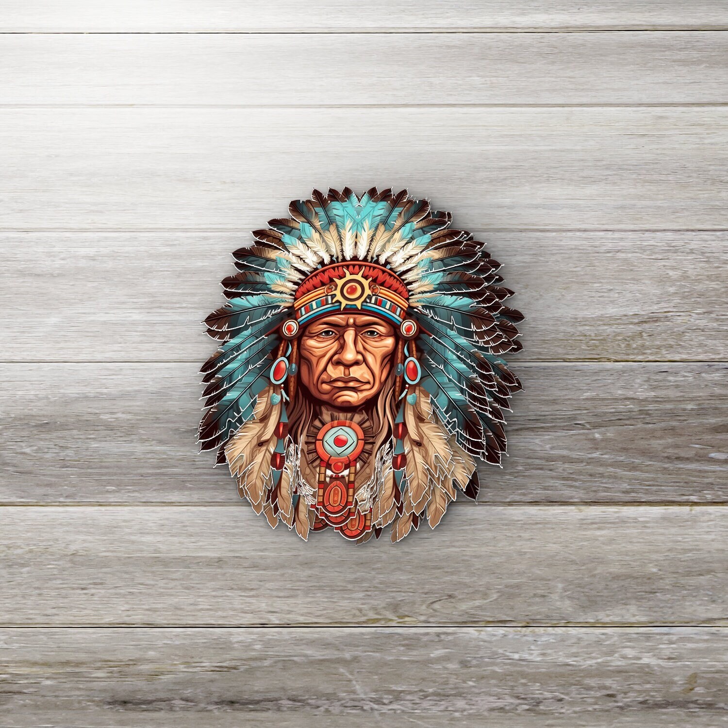 Native American Chief Sticker Sticker for Tumblers Indian - Etsy