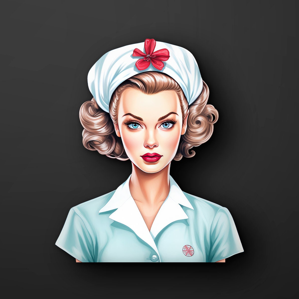 50s Nurse Pin-up Sticker, 50s Nurse Laptop Sticker, 50s Retro Sticker ...