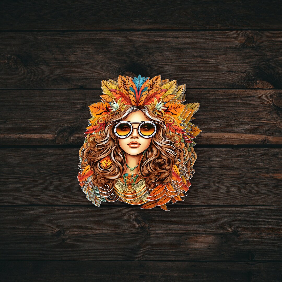 Hippie Girl Fall Sticker Fall Hippie Stickers for Your Laptop, 70s ...