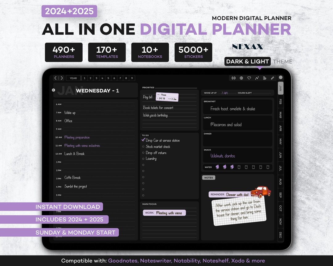 2024, 2025 Digital Planner, Goodnotes Planner, Daily Planner, iPad ...