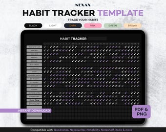 Goodnotes Template, Monthly Habit Tracker, Daily Habit Planner, iPad ...