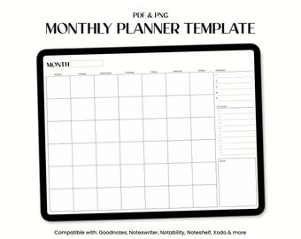 Monthly Planner Goodnotes Template, Monthly Planner Page, Monthly ...