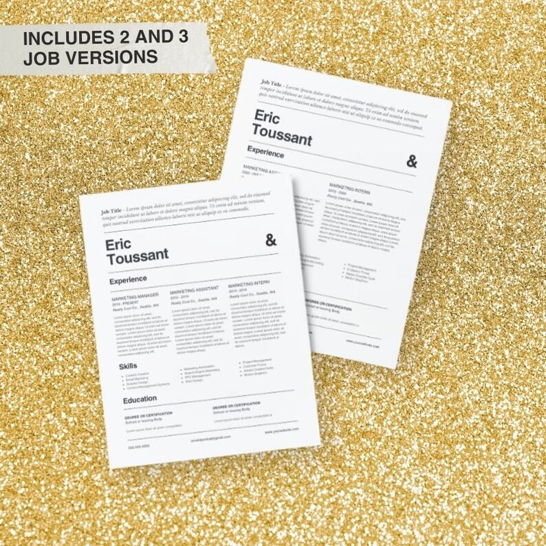 Modern Resume Template for Canva, Resume Bundle | Customizable Canva CV ...