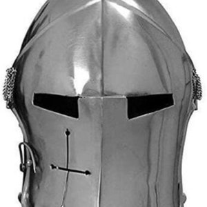 Medieval Barbute Helmet Visored Brushed Steel Knights Armory Templar ...