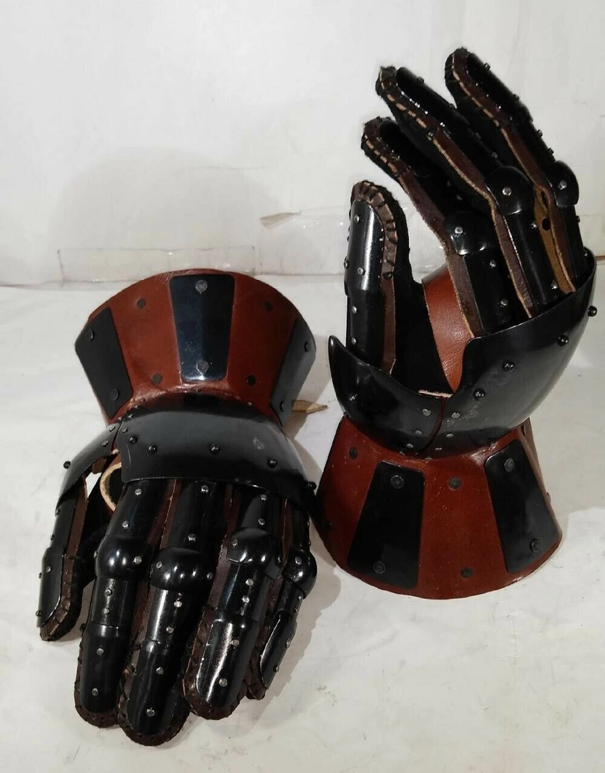 Medieval Functional Large 16G Steel Gauntlets Leather Glove - Etsy ...