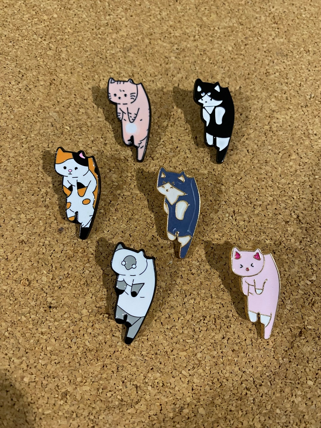 Hanging Kitty Cat Enamel Push Pin - Etsy