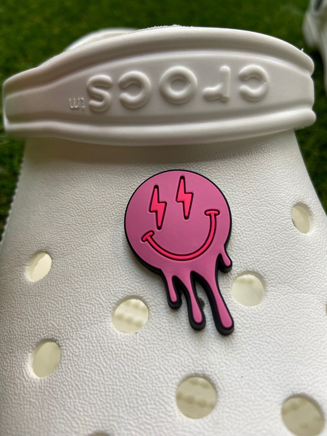 Drippy Smiley Face Lightning Bolt Eyes Crocs Charm SINGLE - Etsy