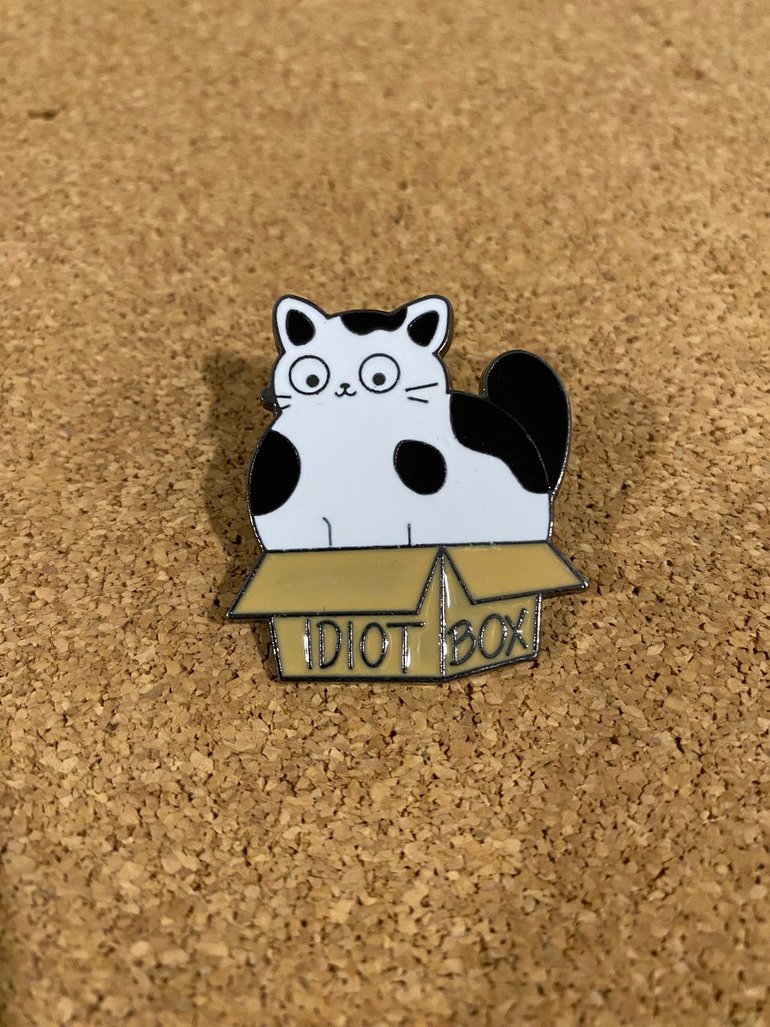 Idiot Box Cat in Box Enamel Push Pin - Etsy