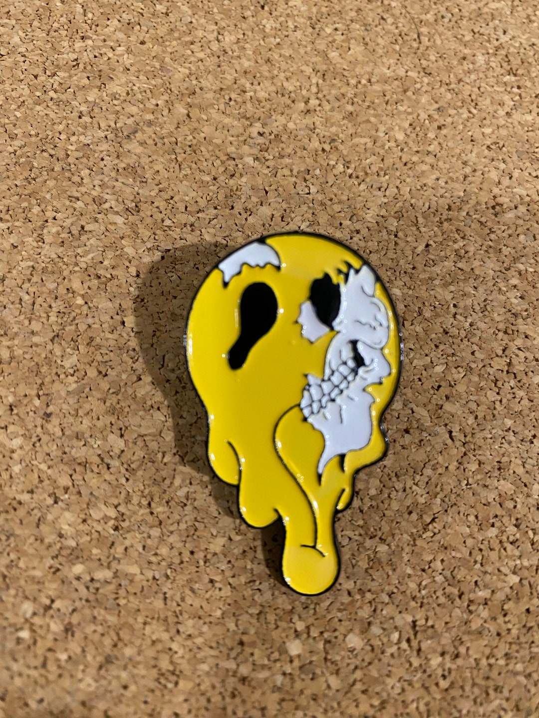 Drippy Skull Smiley Face Enamel Push Pin - Etsy