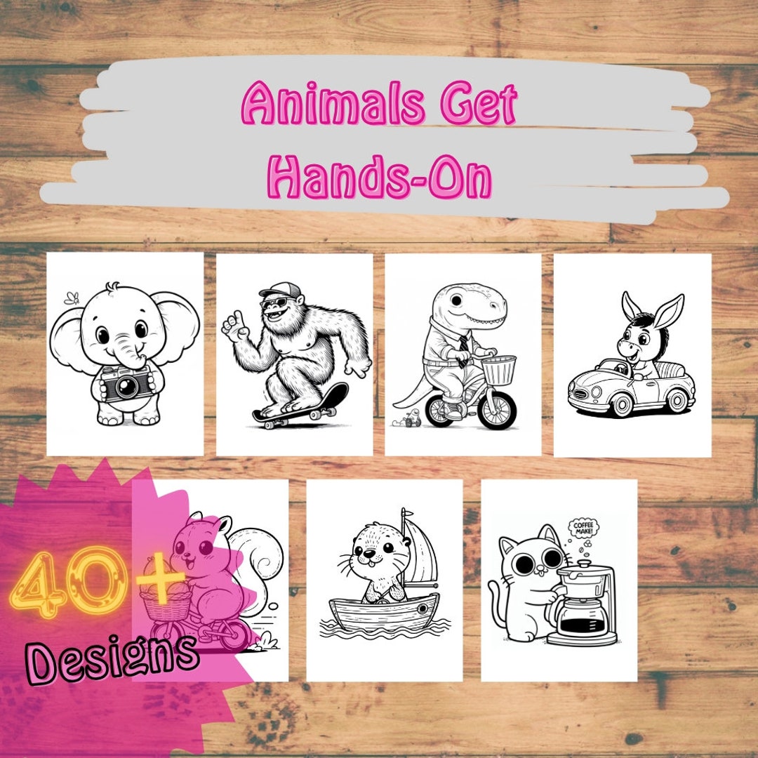 Cute Funny Animals Coloring Pages Hilarious Scenes of Pets Using Human ...