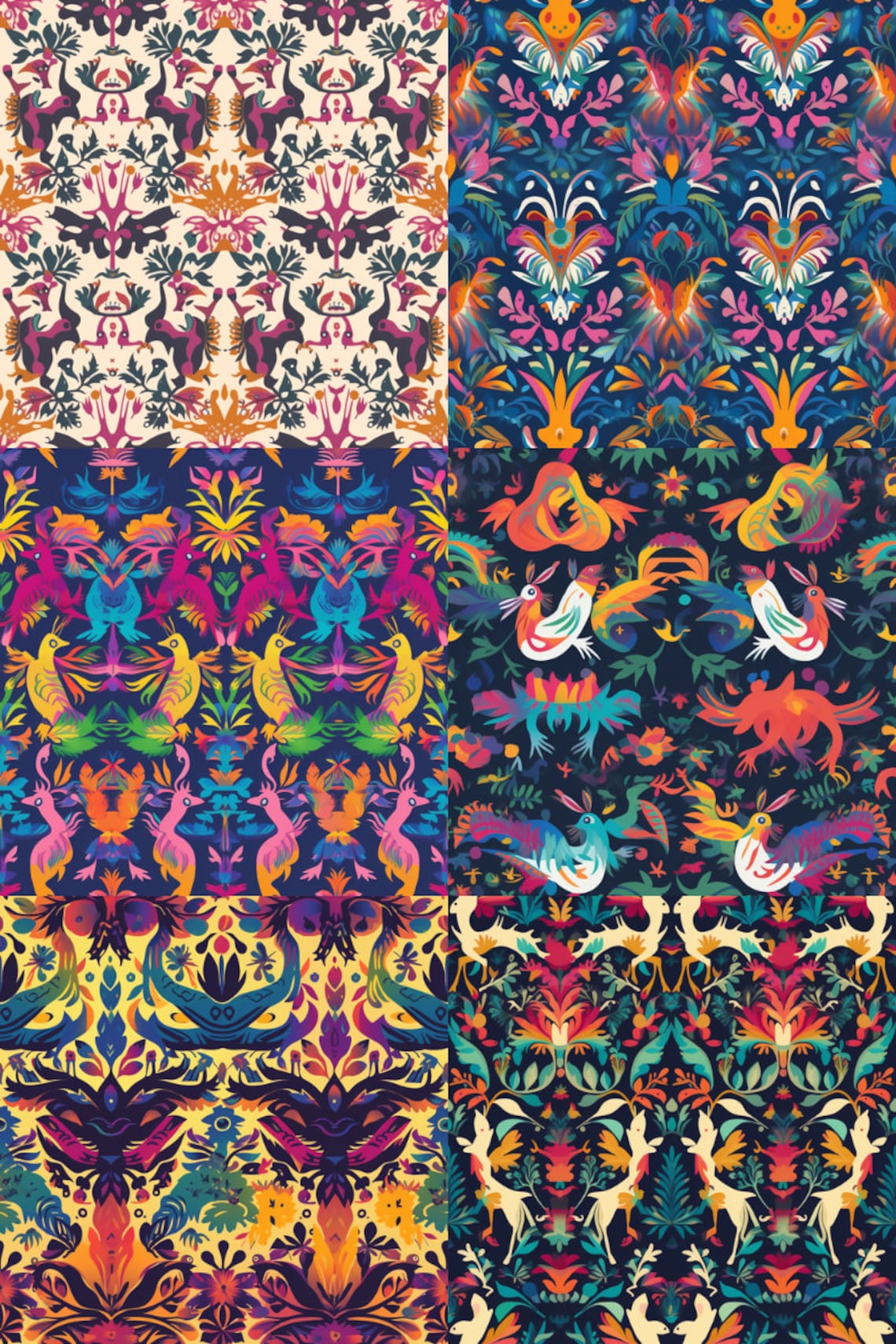 Otomi Pattern, Mexican Folk Art, Indigenous Embroidery Printable Tile ...