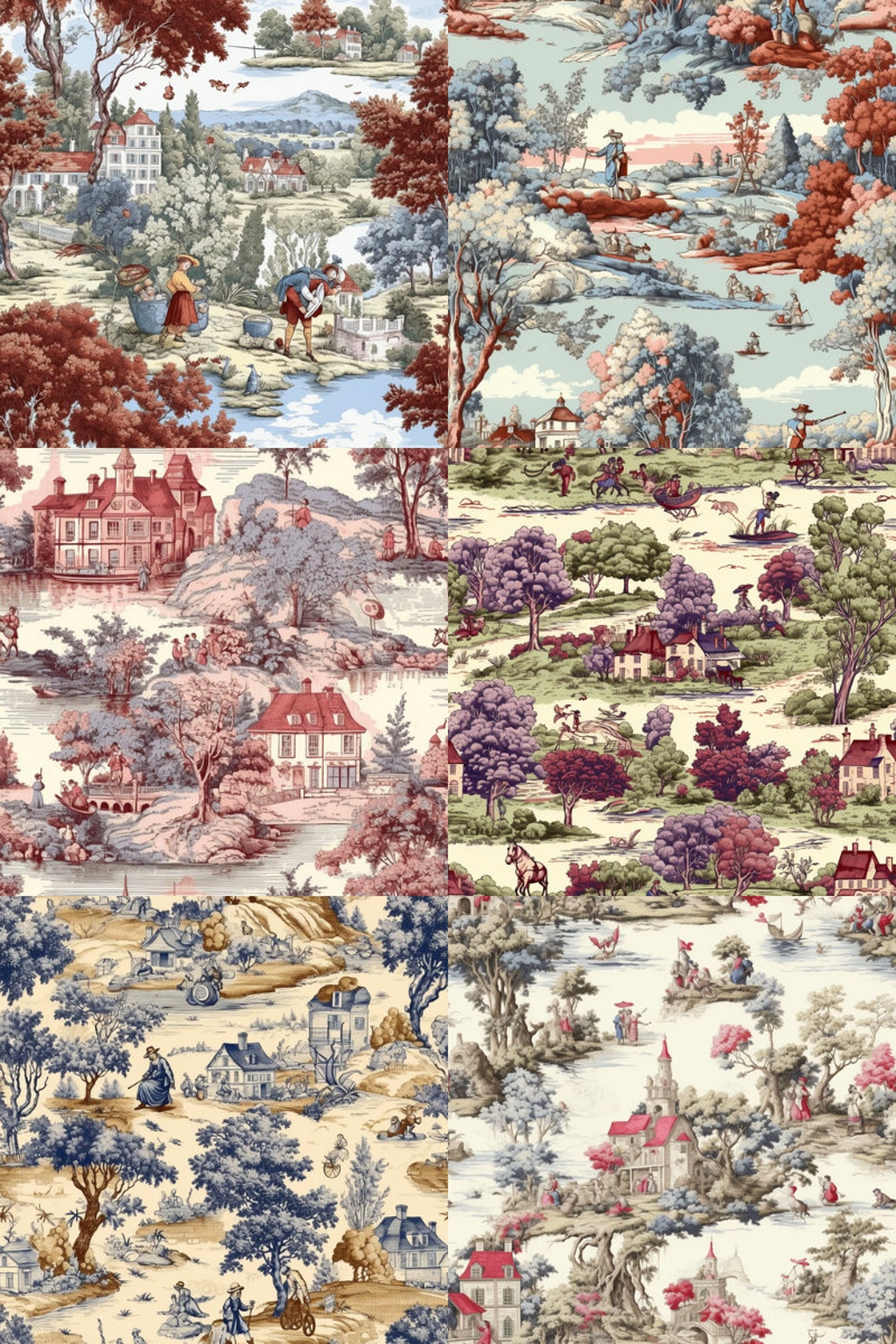 La Toile De Jouy, Cloth From Jouy, French Pattern, Scenic Printable ...