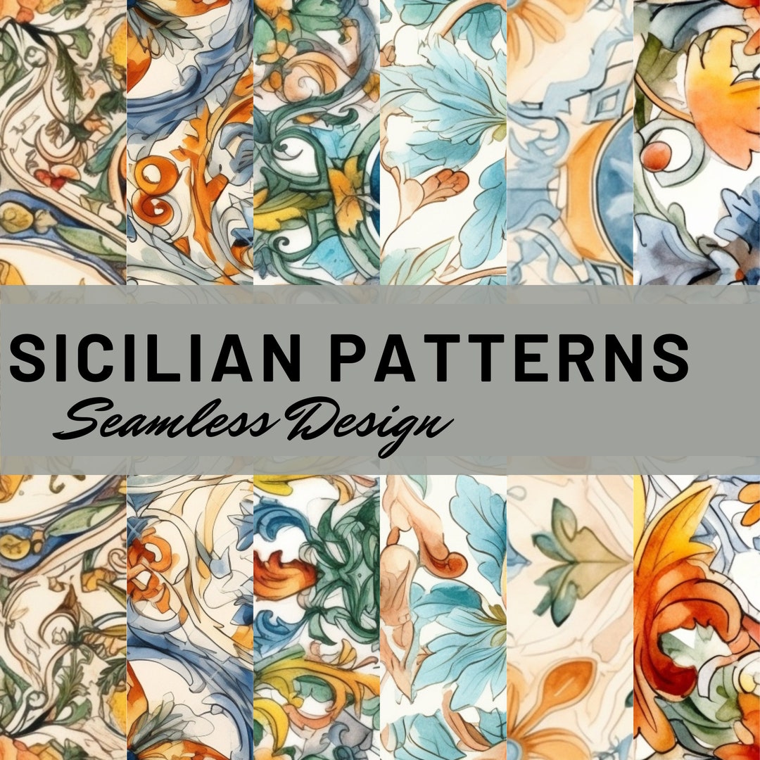 Sicilian Pattern, Watercolor Flowers, Flower Medley Printable Tile ...
