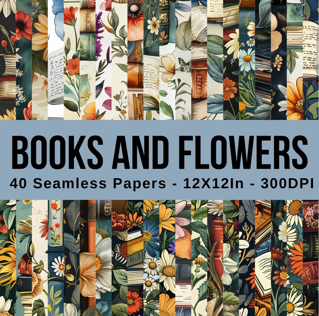 Books and Flowers | Academic Backgrounds - 40 Designs - 12in X 12in ...