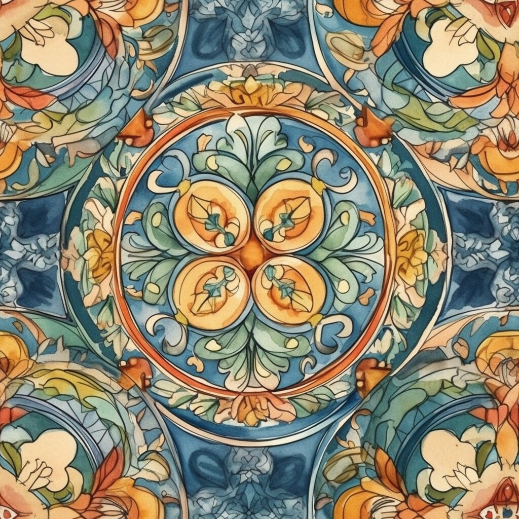 Sicilian Patterns Watercolor Flowers, Flower Medley Printable Tile ...