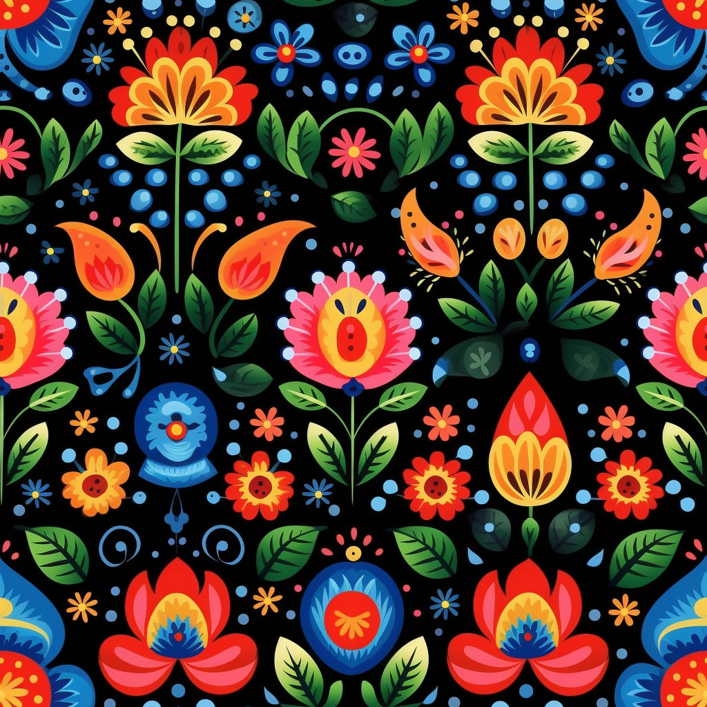 Polish Pattern, Wycinanki, Folk Art, Floral, Vibrant Hues Printable ...