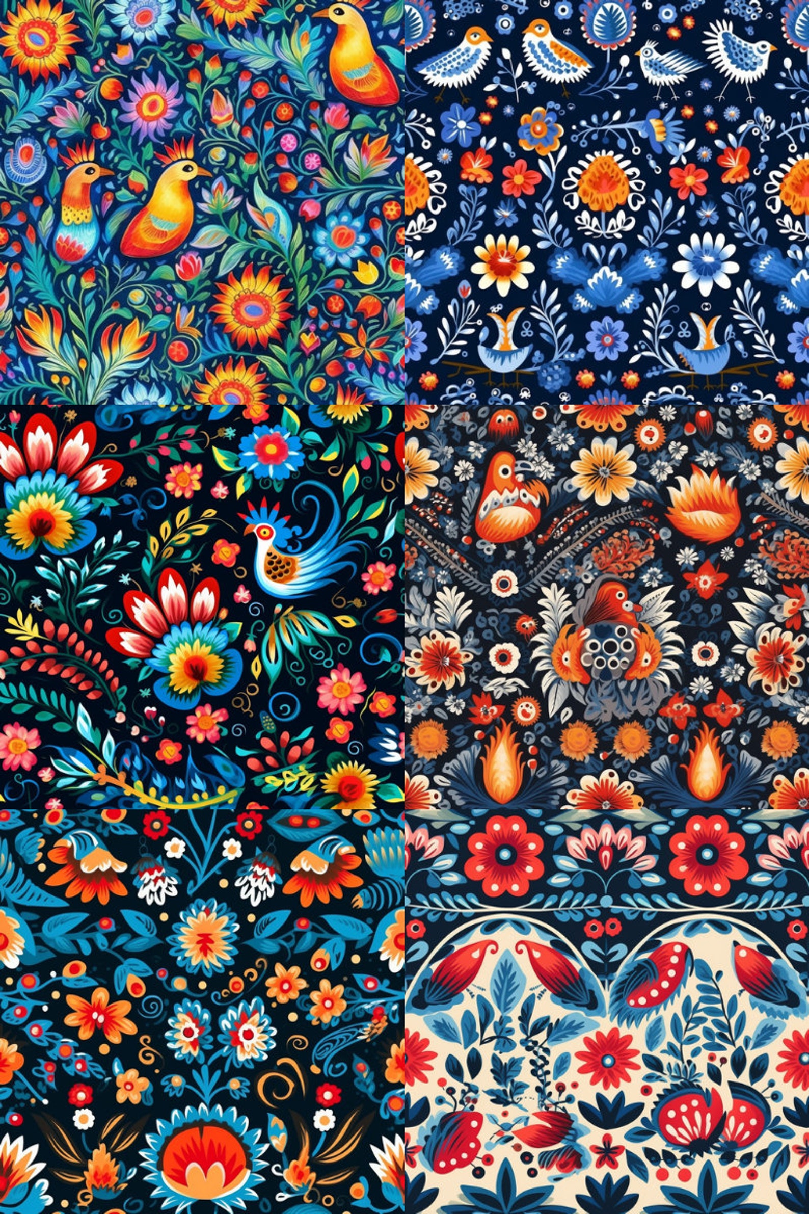 Polish Pattern, Wycinanki, Folk Art, Floral, Vibrant Hues Printable ...