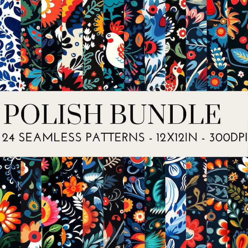 Polish Digital Paper Bundle | SEAMLESS Polish Patterns - 24 Designs ...