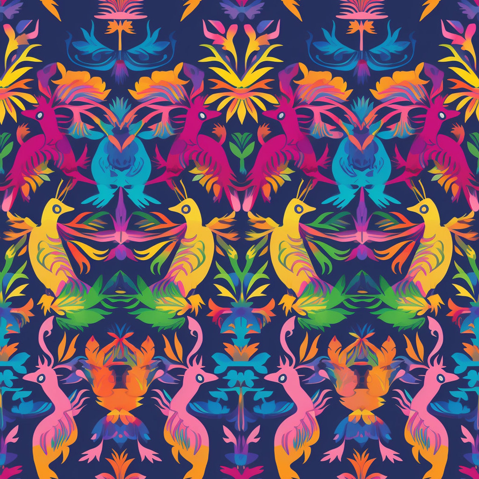 Otomi Pattern, Mexican Folk Art, Indigenous Embroidery Printable Tile ...