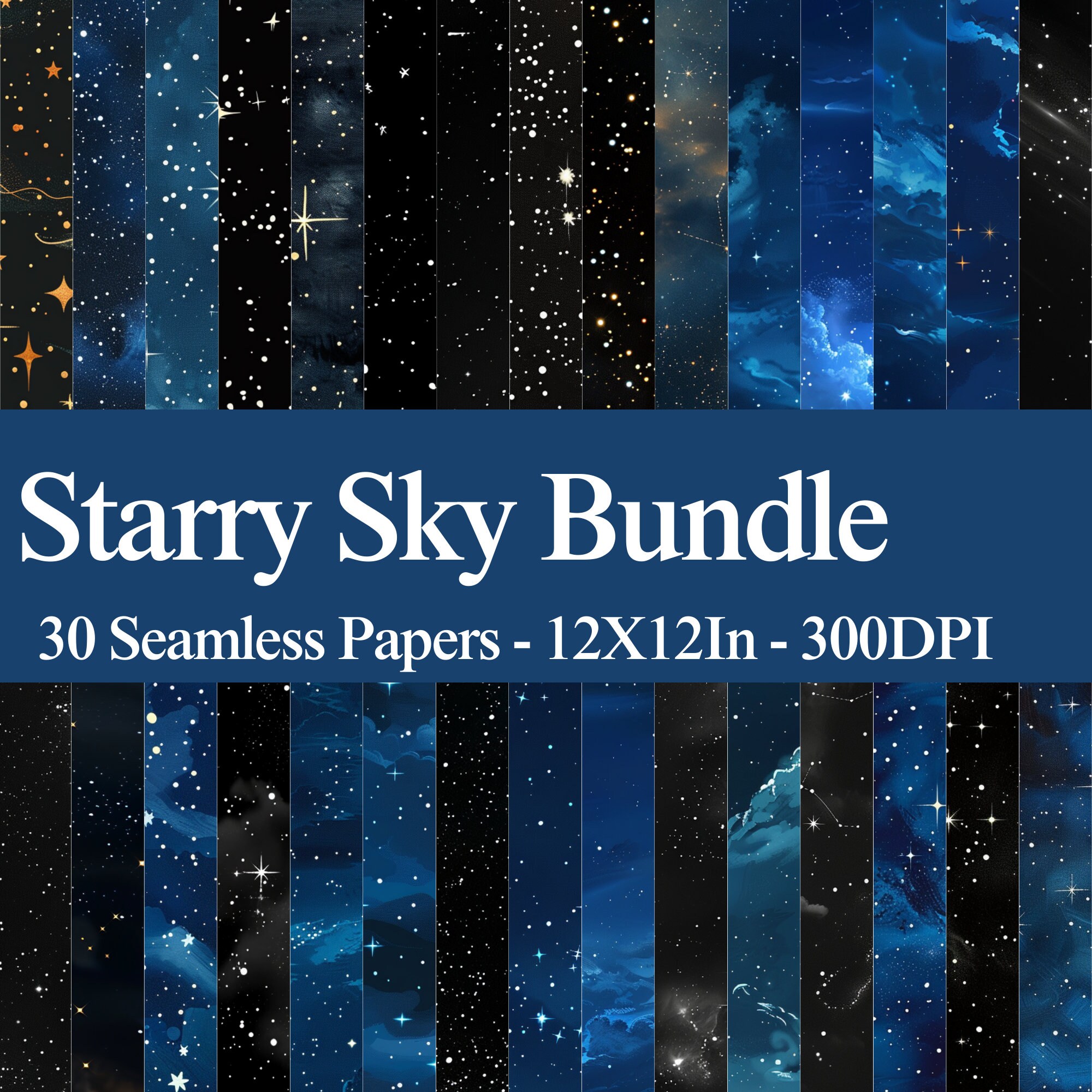 Starry Night Sky Paper Bundle | Sublimation Ephemera - 30 Seamless ...