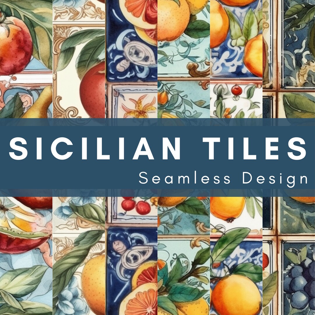 Sicilian Tiles, Watercolor Flowers, Flower Medley, Printable Tile ...
