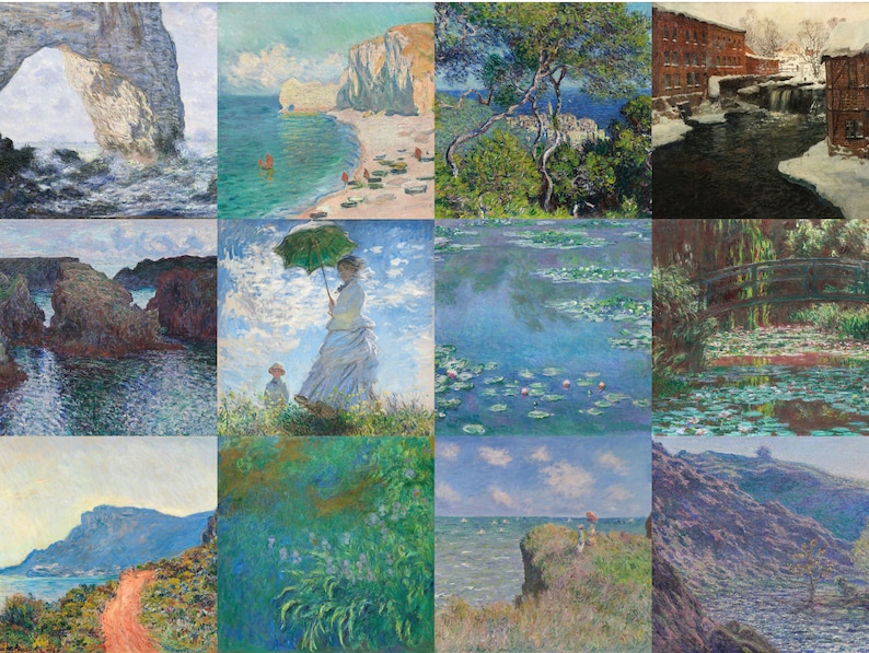 Claude Monet Digital Paper Bundle | Famous Artists - 24 Designs - 12in ...