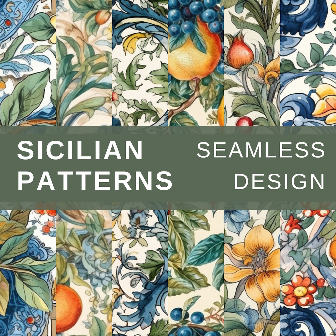Sicilian Patterns, Watercolor Flowers, Flower Medley Printable Tile ...